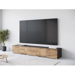 Lowboard OTTO HOME "Denver 250 cm f&uuml;r bis zu 98-Zoll TVs - Weltmeisterschaft im XXL Format", matera anthrazit, kastanie breslau, B:250cm H:39,9cm T:49cm, FSC-zertifizierter Holzwerkstoff, Sideboards, Lowboard, Wahlweise mit oder ohne offenes Fach in der Mitte