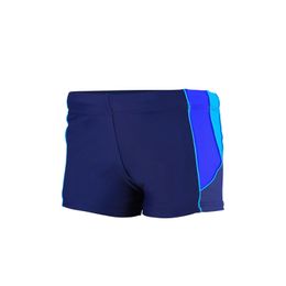 Badehose AQUARTI "Badehose Jungen Kurze Badehose mit Eins&auml;tzen Seitlich", Jungen, Gr. 140, N-Gr, blau (dunkelblau, blau, hellblau), Obermaterial: 80% Polyamid PA. 20% Elasthan EL., Badehosen Badehose