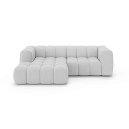 Ecksofa HOMSY BY ANA JOHNSON "BOUBELLE L-Form, Design-Sofa mit Steppung, Bubble-Optik, Breite 247 cm", hellgrau, B:247cm H:75cm T:156cm, 100% Polyester, Sofas, Ecksofa, hoher Sitzkomfort dank Wellenunterfederung, L Sitztiefe 63 cm