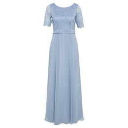 Abendkleid Vera Mont "Abendkleid mit Spitze", Damen, Gr. 50, EURO, blau (light steel blau), 100% Polyester PES., Kleider Abendkleid