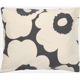 Kissenbezug Marimekko "UNIKKO", charcoal, sanftes wei&szlig;, B:80cm L:80cm, Baumwolle, Obermaterial: 100% Baumwolle, Kissenbez&uuml;ge, Kissenbezug, passend zum Bettbezug UNIKKO