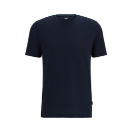 T-Shirt BOSS "Tiburt 240", Damen, Gr. S, dunkelblau 404, Piqu&eacute;, Obermaterial: 75% Baumwolle, 25% Polyester, unifarben, regular fit normal, Rundhals, abgesteppte Kante, Shirts T-Shirt, mit Jacquard-Struktur, regular fit