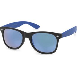 Wayfarer styleBREAKER "Nerd Sonnenbrille mit Rechteckigen Gl&auml;sern", Herren, blau (gestell schwarz, blau matt, glas blau), Modisch, Sonnenbrillen Wayfarer