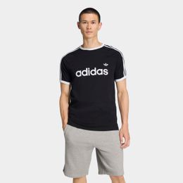 T-Shirt adidas originals "3-STREIFEN RINGER, SCHMAL GESCHNITTEN", Herren, Gr. L, schwarz, Obermaterial: 100% Baumwolle, Rundhals, Shirts T-Shirt