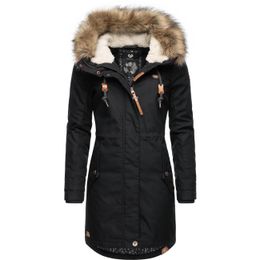 Wintermantel Ragwear "Parka Tawny", Damen, Gr. 5XL, schwarz (schwarz22), Obermaterial: 65% Polyester PES. 35% Baumwolle CO. Obermaterial: Futter: 100% Polyester PES. 100% Polyester PES., M&auml;ntel Wintermantel