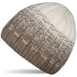 Strickm&uuml;tze styleBREAKER "Strickm&uuml;tze Farbverlauf mit Thermo-Fleece", Damen, braun (braun, creme), 84% Polyacryl PAN. 9% Polyamid PA. 7% Polyester PES., Modisch, M&uuml;tzen Strickm&uuml;tze