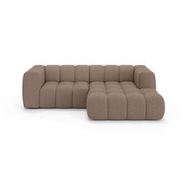 Ecksofa HOMSY BY ANA JOHNSON "BOUBELLE L-Form, Design-Sofa mit Steppung, Bubble-Optik, Breite 247 cm", braun, B:247cm H:75cm T:156cm, 100% Polyester, Sofas, Ecksofa, hoher Sitzkomfort dank Wellenunterfederung, L Sitztiefe 63 cm