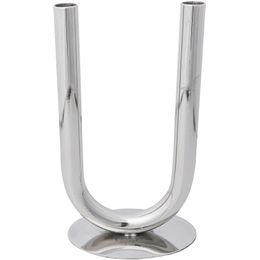 Dekovase CREATIV DECO, silber (silberfarben), B:15cm H:28cm T:10cm, Aluminium, Vasen, Dekovase, in U-Form