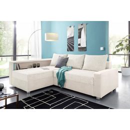 Ecksofa Collection AB "Relax L-Form", grau (hellgrau, wei&szlig;), B:223cm H:84cm T:91cm, Zierkissen: 100%Polyester;Struktur (100% Polyester);Microfaser PRIMABELLE (100% Polyester);Kunstleder SOFTLUX / Struktur (80% Polyester, 20% Acryl);Microfaser PRIMABELLE (100% Polyester) / Struktur (80% Polyester, 20% Acryl), Sofas, Ecksofa, inklusive Bettfunktion, Federkern, wahlweise mit RGB-LED-Beleuchtung