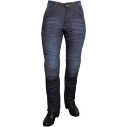 Motorradhose Roleff "Aramid Damen-Motorradjeans" Gr. 35, blau (jeansblau, ro185), Hosen, Damen, 35, N-Gr, Obermaterial: 100% Baumwolle. Innenfutter: 100% Aramid, Motorradhose, mit Knie- und H&uuml;ftpolsterung