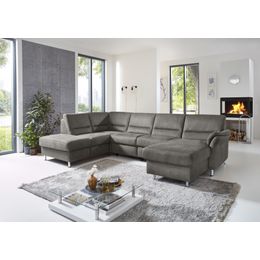 Wohnlandschaft DIE PLANBAR "ZE-EM16033 U-Form, Breite 316 cm", deluxe anthrazit, B:316cm T:203cm, 100% Polyester, Sofas, Wohnlandschaft, wahlweise mit Kopfst&uuml;tzen und echt bezogenem R&uuml;cken