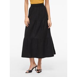 Maxirock Vila "VIPRISILLA HW ANKLE SKIRT - NOOS", Damen, Gr. 42, schwarz beauty, Web, Obermaterial: 50% Viskose, 40% Baumwolle, 10% Leinen, unifarben, regular fit kn&ouml;chellang, R&ouml;cke Maxirock