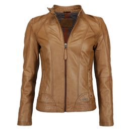 Lederjacke Mustang "Lederjacke Blanca", Damen, Gr. M, braun (cognac), Obermaterial: 100% Lammleder LEL. Futter: 100% Baumwolle CO., Jacken Lederjacke