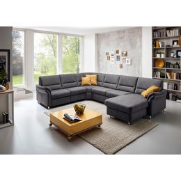 Wohnlandschaft DIE PLANBAR "ZE-EM16033 U-Form, Breite 330 cm", mammut grau, B:330cm T:262cm, 100% Polyester, Sofas, Wohnlandschaft, wahlweise mit Kopfst&uuml;tzen und Bettfunktion