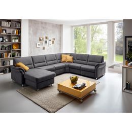 Wohnlandschaft DIE PLANBAR "ZE-EM16033 U-Form, Breite 330 cm", mammut grau, B:330cm T:262cm, 100% Polyester, Sofas, Wohnlandschaft, wahlweise mit Kopfst&uuml;tzen und Bettfunktion
