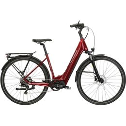 E-Bike KROSS "E-Trekkingrad Trans Hybrid LS 3.0 28 Zoll rot - Shimano Mittelmotor" Gr. 56, rot (rot, schwarz), Elektrofahrr&auml;der, 56cm, 28 Zoll (71,12cm), E-Bike, SHIMANO 36 V/250 W, Mittelmotor DU-E500