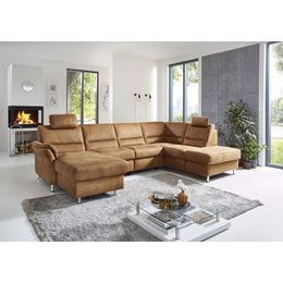 Wohnlandschaft DIE PLANBAR "ZE-EM16033 U-Form, Breite 316 cm", deluxe zimt, B:316cm T:203cm, 100% Polyester, Sofas, Wohnlandschaft, wahlweise mit Kopfst&uuml;tzen und echt bezogenem R&uuml;cken