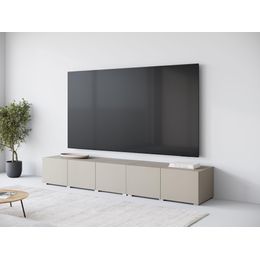 Lowboard OTTO HOME "Denver 250 cm f&uuml;r bis zu 98-Zoll TVs - Weltmeisterschaft im XXL Format", kaschmir, B:250cm H:39,9cm T:49cm, FSC-zertifizierter Holzwerkstoff, Sideboards, Lowboard, Wahlweise mit oder ohne offenes Fach in der Mitte
