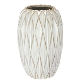 Dekovase I.GE.A. "Vase aus Keramik", beige (creme), B:13cm H:22cm, Keramik, Vasen, Dekovase, Blumentopf geriffelt Zylinderform &Uuml;bertopf Keramikvase Deko Dekovase