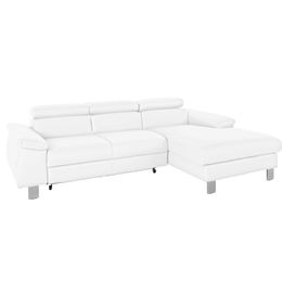 Ecksofa COTTA "Komaris L-Form, B: 244 cm", wei&szlig;, B:244cm H:72cm T:166cm, Microfaser PRIMABELLE (100% Polyester);Kunstleder SOFTLUX(100%Polyurethan);Feinstruktur (100% Polyester);Kunstleder SOFTLUX/Struktur (100%Polyurethan, 90%Polyester, 10% Polyacryl), Sofas, Ecksofa, mit Kopfteilverstellung, optional Bettfunktion, Bettkasten & Licht