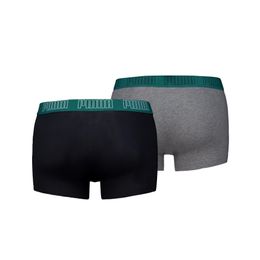 Trunk Puma "Puma MEN EVERYDAY TRUNKS 2P", Herren, Gr. XL, emerald ice, schwarz, Jersey, Obermaterial: 95% Baumwolle, 5% Elasthan, eng, Unterhosen Trunk, mit kontrastfarbigem Webbund