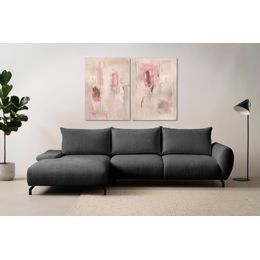 Ecksofa OTTO HOME "KELLIE, L-Form, 315 cm, verstellbare Armlehne, Metallf&uuml;&szlig;e", schwarz, B:315cm H:93cm T:169cm, Sofas, Ecksofa, wahlweise Recamiere links o. rechts, Chenille-Stoff, hoher Sitzkomfort