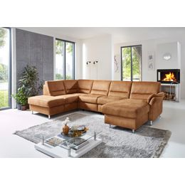 Wohnlandschaft DIE PLANBAR "ZE-EM16033 U-Form, Breite 316 cm", deluxe zimt, B:316cm T:203cm, 100% Polyester, Sofas, Wohnlandschaft, wahlweise mit Kopfst&uuml;tzen und echt bezogenem R&uuml;cken