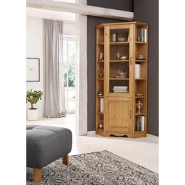 Eckvitrine OTTO HOME "Trinidad", beige (natur ge&ouml;lt), Schr&auml;nke, Eckvitrine, H&ouml;he 188 cm, FSC zertifiziertes Massivholz
