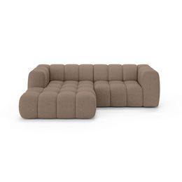 Ecksofa HOMSY BY ANA JOHNSON "BOUBELLE L-Form, Design-Sofa mit Steppung, Bubble-Optik, Breite 247 cm", braun, B:247cm H:75cm T:156cm, 100% Polyester, Sofas, Ecksofa, hoher Sitzkomfort dank Wellenunterfederung, L Sitztiefe 63 cm