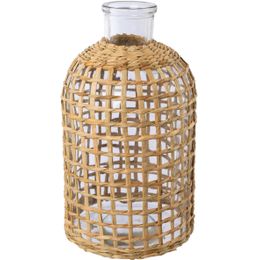 Tischvase CREATIV HOME "Vase aus Glas", braun, H:28cm &Oslash;:15cm, Glas, Vasen, Tischvase, mit Mesh-&Uuml;berzug
