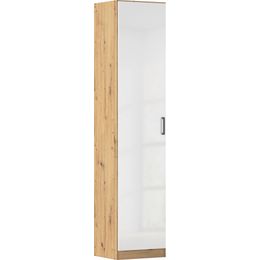 Mehrzweckschrank Rauch "Garderobe Kleiderschrank Schrank Schuhschrank Putzschrank MINOSA", eiche artisan, hochglanz wei&szlig;, griffe graumetallic, B:47cm H:210cm T:41cm, Holzwerkstoff, Schr&auml;nke, Mehrzweckschrank, In 4 Breiten mit vielen Einlegeb&ouml;den f&uuml;r viel Stauraum MADE IN GERMANY