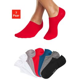 H.I.S. Sneakersocken H.I.S, Damen, Gr. 43-46, 1x rot, 1x stone, 2x wei&szlig;, 1x schwarz, 1x blau, 1x grau meliert, Baumwollmischung, unifarben, elastisch, Socken Sneakersocken, invisible und gerippt