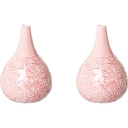 Tischvase CREATIV HOME "BLOOMING", rosa, H:18,5cm &Oslash;:12,5cm, Porzellan, Vasen, Tischvase, Vase mit Bl&uuml;tendesign, aus Porzellan