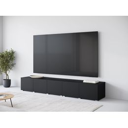 Lowboard OTTO HOME "Denver 250 cm f&uuml;r bis zu 98-Zoll TVs - Weltmeisterschaft im XXL Format", graphite schwarz matt, B:250cm H:39,9cm T:49cm, FSC-zertifizierter Holzwerkstoff, Sideboards, Lowboard, Wahlweise mit oder ohne offenes Fach in der Mitte