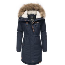 Wintermantel Ragwear "Parka Tawny", Damen, Gr. XXL, blau (navy22), Obermaterial: 65% Polyester PES. 35% Baumwolle CO. Obermaterial: Futter: 100% Polyester PES. 100% Polyester PES., M&auml;ntel Wintermantel