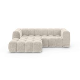 Ecksofa HOMSY BY ANA JOHNSON "BOUBELLE L-Form, Design-Sofa mit Steppung, Bubble-Optik, Breite 247 cm", beige, B:247cm H:75cm T:156cm, 100% Polyester, Sofas, Ecksofa, hoher Sitzkomfort dank Wellenunterfederung, L Sitztiefe 63 cm
