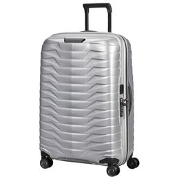 Hartschalen-Trolley Samsonite "PROXIS, verschiedene Gr&ouml;&szlig;en und Farben", Damen, Gr. B/H/T: 48cm x 69cm x 29cm 75 l, silber, Polypropylen, unifarben, festlich, Koffer Hartschalen-Trolley, arretierbares und versenkbares Druckknopf-Trolleysystem