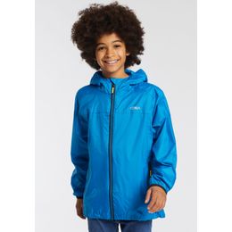 Regenjacke CMP "KID JACKET RAIN FIX HOOD", Kinder, Gr. 176, cyano, Obermaterial: 100% Polyamid, unifarben, normal, hoch geschlossener Ausschnitt, eingesetzt eingefasste Kante, Jacken Regenjacke, &Uuml;bergangsjacke f&uuml;r Kinder