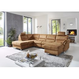 Wohnlandschaft DIE PLANBAR "ZE-EM16033 U-Form, Breite 316 cm", deluxe zimt, B:316cm T:203cm, 100% Polyester, Sofas, Wohnlandschaft, wahlweise mit Kopfst&uuml;tzen und echt bezogenem R&uuml;cken