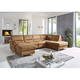Wohnlandschaft DIE PLANBAR "ZE-EM16033 U-Form, Breite 316 cm", deluxe zimt, B:316cm T:203cm, 100% Polyester, Sofas, Wohnlandschaft, wahlweise mit Kopfst&uuml;tzen und echt bezogenem R&uuml;cken