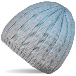 Strickm&uuml;tze styleBREAKER "Strickm&uuml;tze Farbverlauf mit Thermo-Fleece", Damen, grau (hellgrau, hellblau), 84% Polyacryl PAN. 9% Polyamid PA. 7% Polyester PES., Modisch, M&uuml;tzen Strickm&uuml;tze
