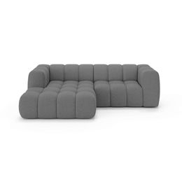 Ecksofa HOMSY BY ANA JOHNSON "BOUBELLE L-Form, Design-Sofa mit Steppung, Bubble-Optik, Breite 247 cm", dunkelgrau, B:247cm H:75cm T:156cm, 100% Polyester, Sofas, Ecksofa, hoher Sitzkomfort dank Wellenunterfederung, L Sitztiefe 63 cm