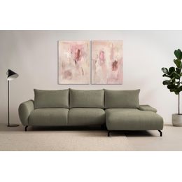 Ecksofa OTTO HOME "KELLIE, L-Form, 315 cm, verstellbare Armlehne, Metallf&uuml;&szlig;e", gr&uuml;n, B:315cm H:93cm T:169cm, Sofas, Ecksofa, wahlweise Recamiere links o. rechts, Chenille-Stoff, hoher Sitzkomfort