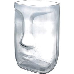 Tischvase CASABLANCA BY GILDE "Face", grau, B:10cm H:15cm T:9cm, Glas, Vasen, Tischvase
