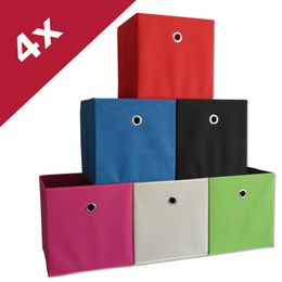 Vcm 4er Set Faltbox Klappbox Stoff Kiste Faltschachtel Ma&szlig;e ca. H. 28 x B. 27 x T. 27 cm Regalbox - Boxas