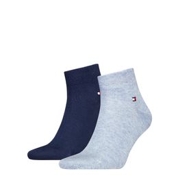Kurzsocken Tommy Hilfiger "TH MEN QUARTER 2P", Herren, Gr. 39-42, light blau melange, Baumwollmischung, normal, Socken Kurzsocken, weicher, elastischer Rippenbund, klassisches Tommy Hilfiger Logo