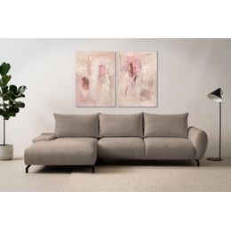 Ecksofa OTTO HOME "KELLIE, L-Form, 315 cm, verstellbare Armlehne, Metallf&uuml;&szlig;e", taupe, B:315cm H:93cm T:169cm, Sofas, Ecksofa, wahlweise Recamiere links o. rechts, Chenille-Stoff, hoher Sitzkomfort