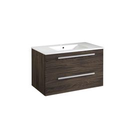 Waschtisch Welltime "Serena, Waschbeckenunterschrank inkl. Waschbecken, Badm&ouml;bel", braun oak, braune eiche, B:81,5cm H:50cm T:46,5cm, FSC-zertifizierter Holzwerkstoff, Keramik, Waschtische, Waschtisch, Breite 81,5 cm, Soft-Close-Funktion, FSC