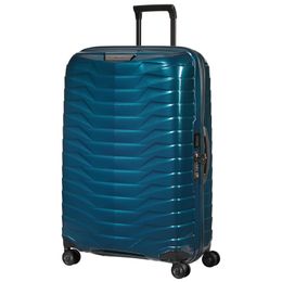 Hartschalen-Trolley Samsonite "PROXIS, verschiedene Gr&ouml;&szlig;en und Farben", Damen, Gr. B/H/T: 51cm x 75cm x 31cm 98 l, blau (petrol blau), Polypropylen, unifarben, festlich, Koffer Hartschalen-Trolley, arretierbares und versenkbares Druckknopf-Trolleysystem