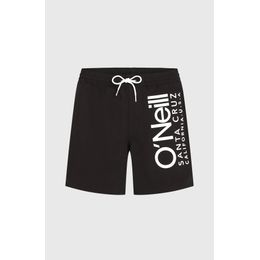O`Neill Badeshorts O'NEILL "ORIGINAL CALI 16'' SWIMSHORTS", Herren, Gr. L (52), N-Gr, schwarz out, Obermaterial: 100% Polyester, Badehosen Badeshorts, mit seitlichen Eingrifftaschen und Ges&auml;&szlig;tasche, mit Stickerei am Bein
